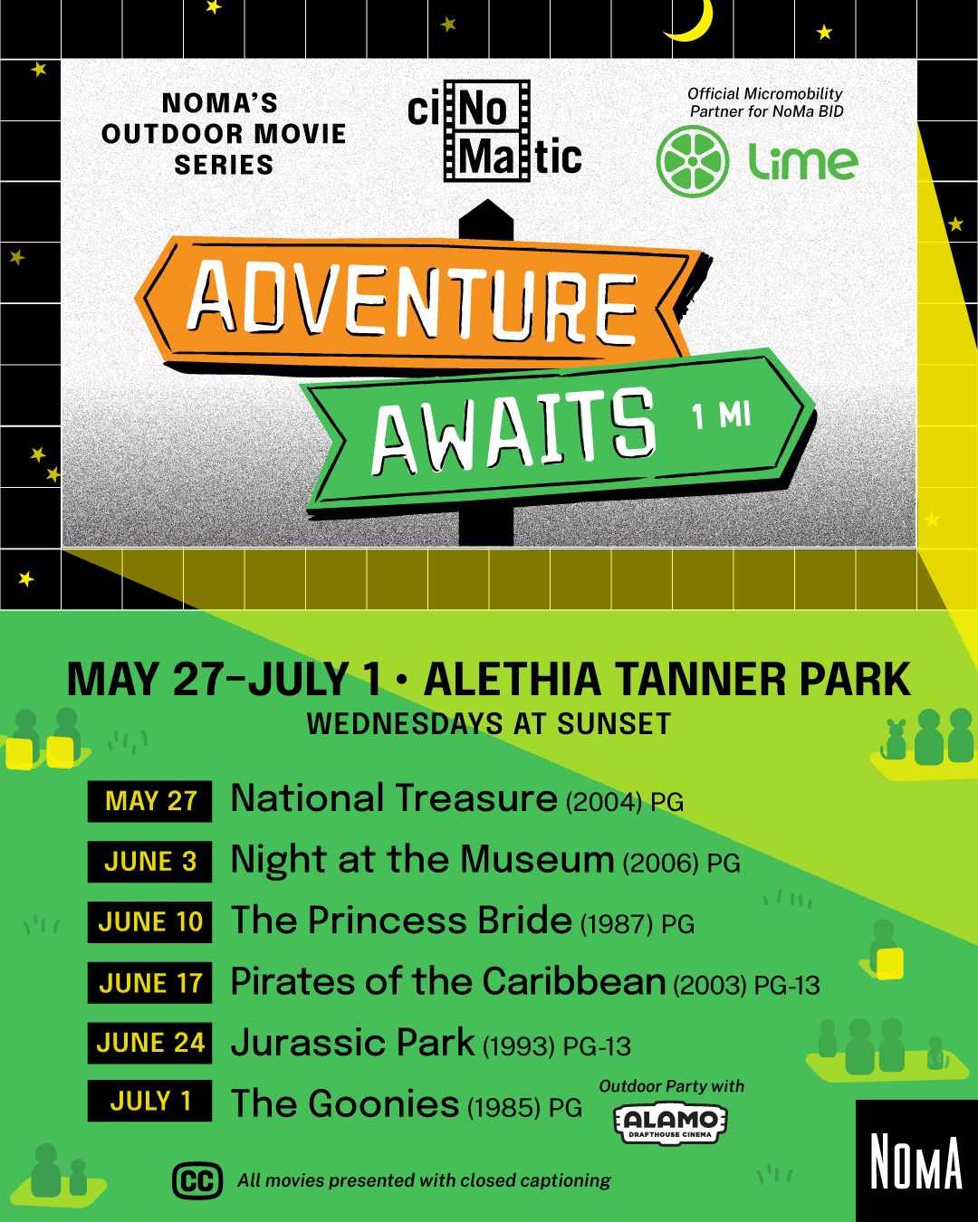 CiNoMatic - free outdoor movie series at Alethia Tanner Park - Joyraft