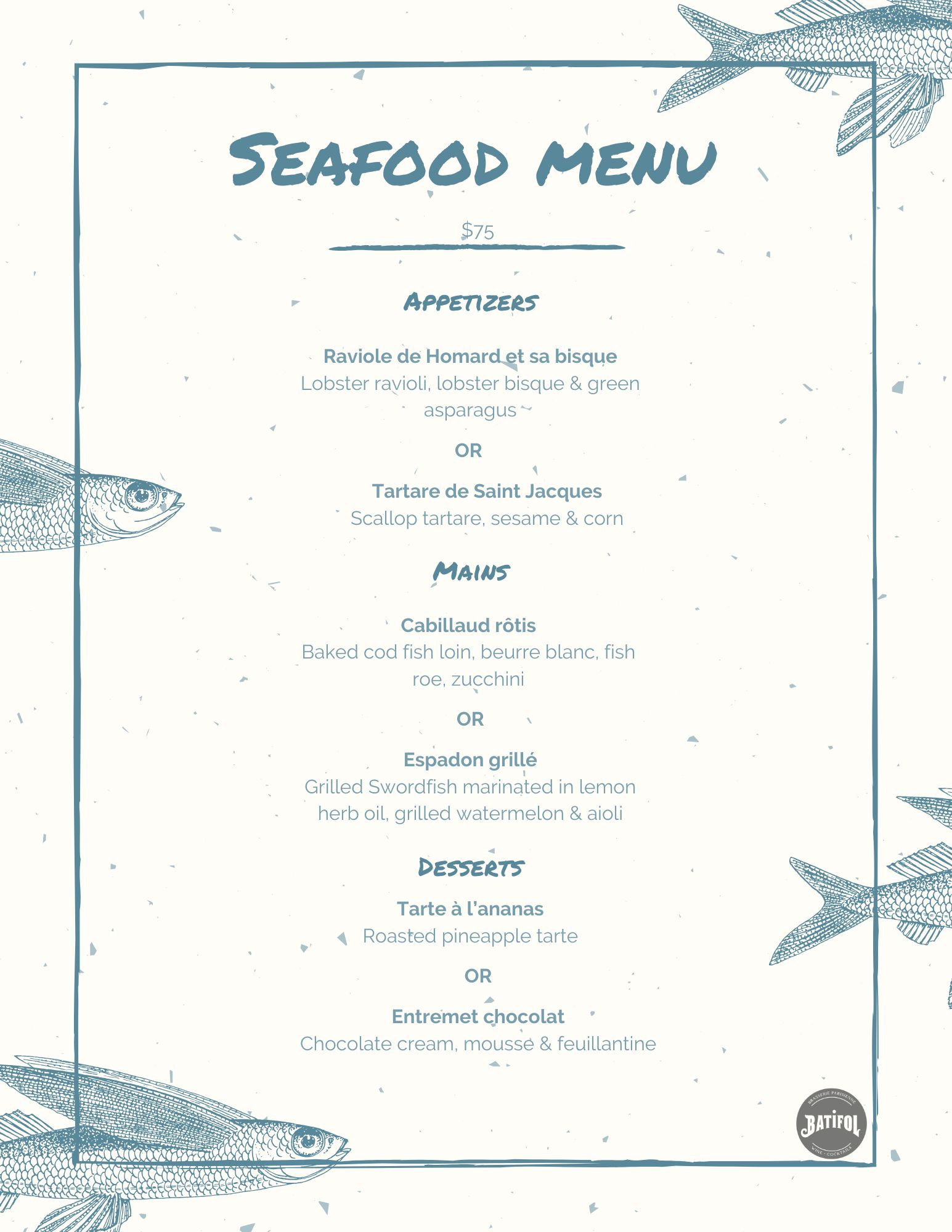 Sea food Menu [08/01/25]