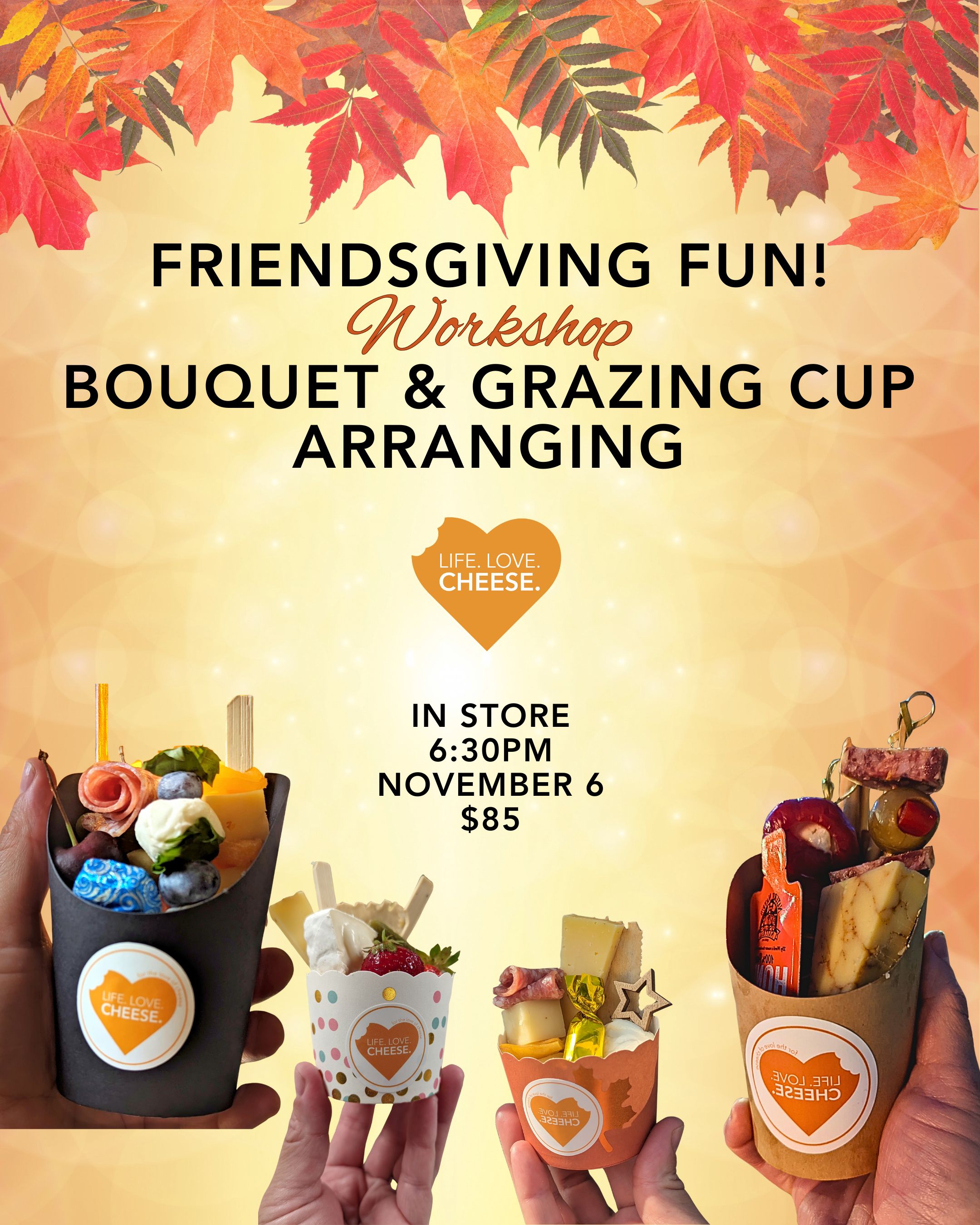 Friendsgiving Bouquet & Grazing Cup Arranging with Posies A La Cart [11 ...