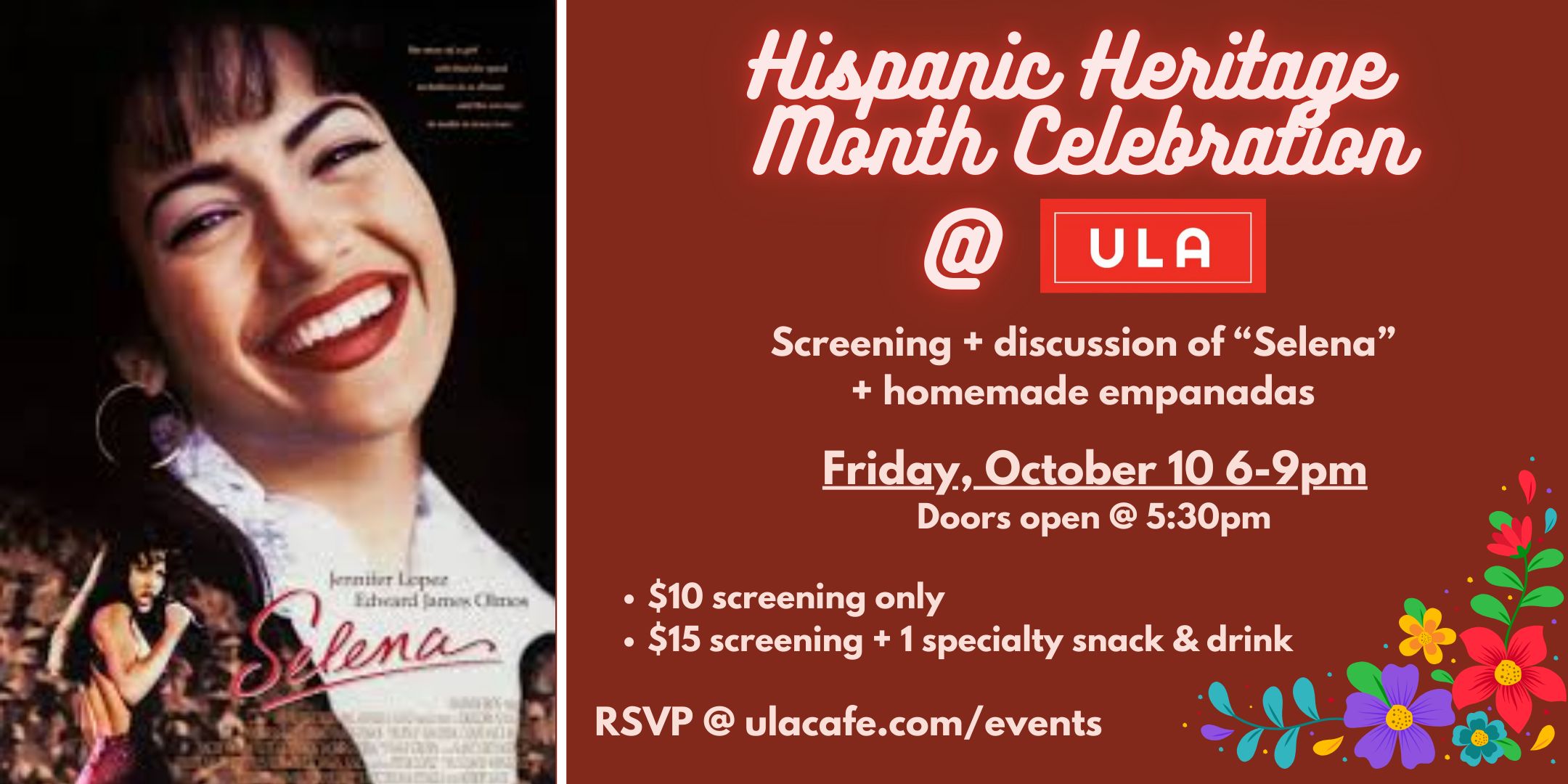 Ula Presents: Selena: Movie Screening & Discussion [10/10/25]