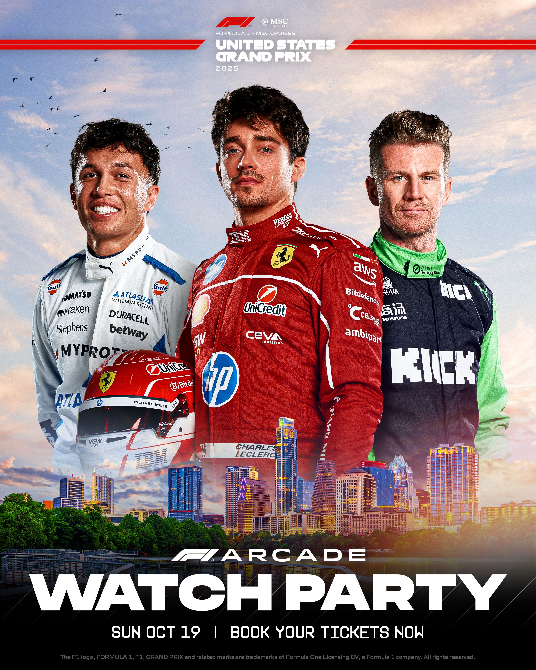 Official F1® Austin Watch Party at F1 Arcade [10/19/25]