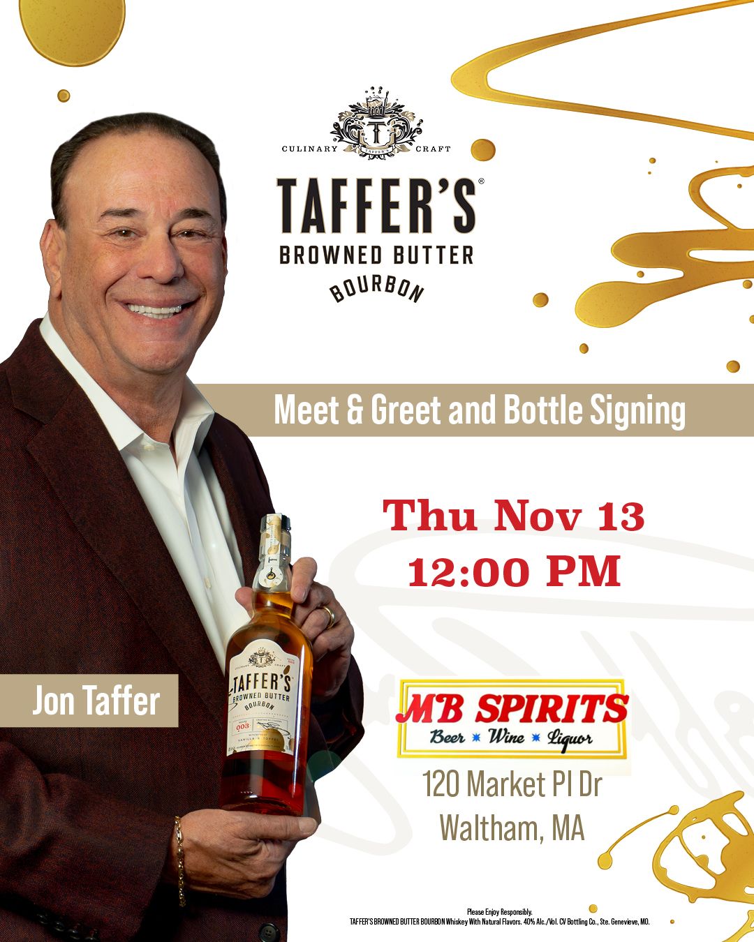 Taffer’s Browned Butter Bourbon Meet & Greet with Jon Taffer - Waltham ...