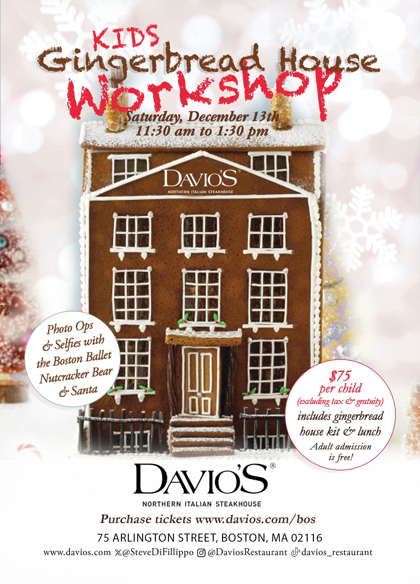 Children's Gingerbread House Workshop at Davio's Back Bay [12/13/25]