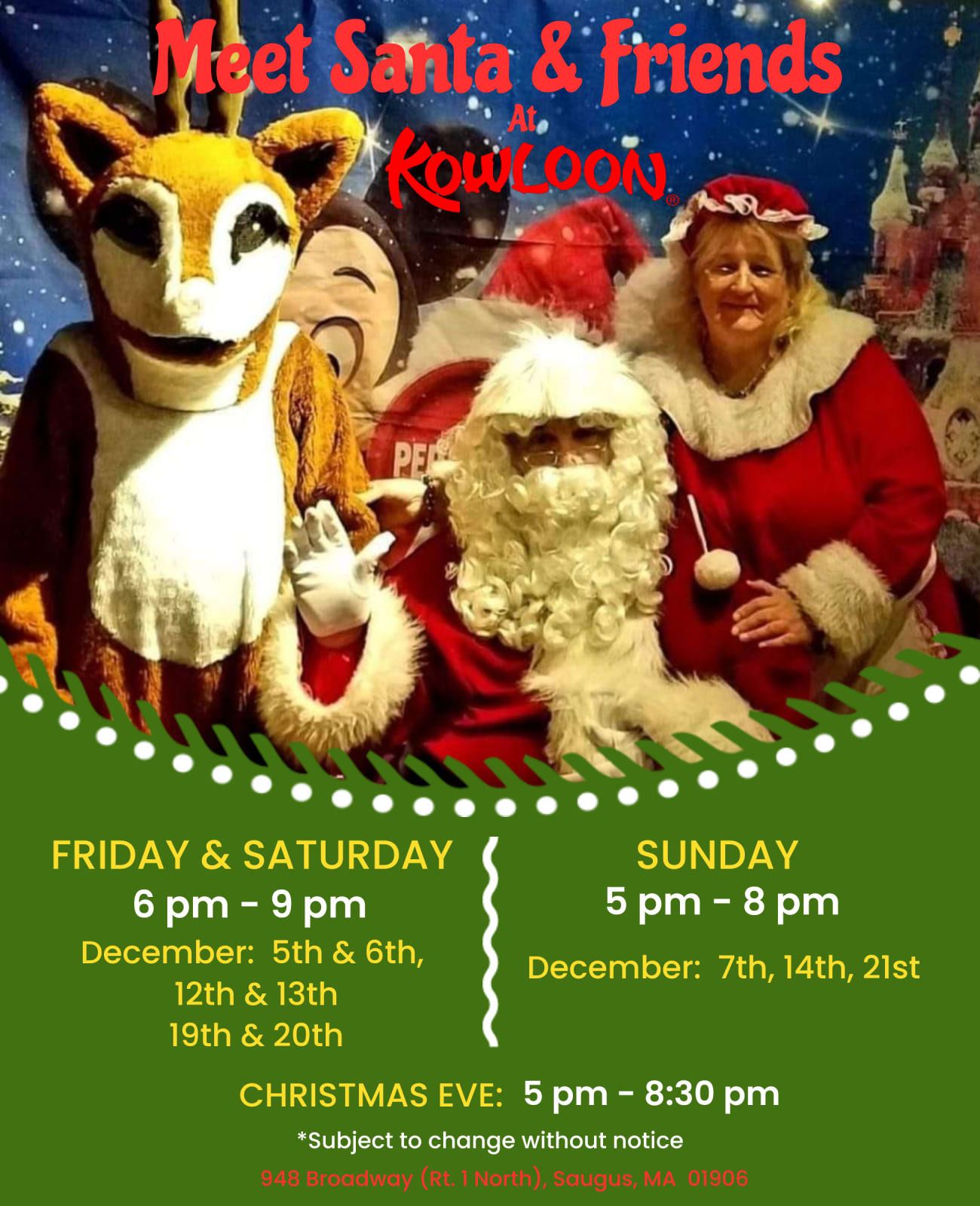 Meet Santa & Friends at Kowloon Restaurant [12/05/25]