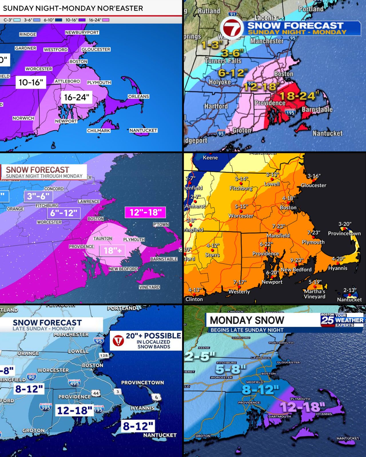 6 Snow Maps Forecasting Snowfall in Massachusetts for the Blizzard of ...